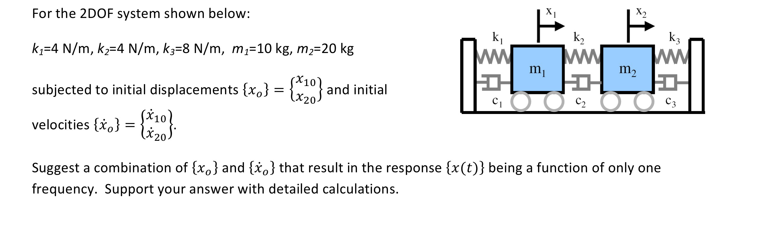 Solved For the 2DOF system shown | Chegg.com