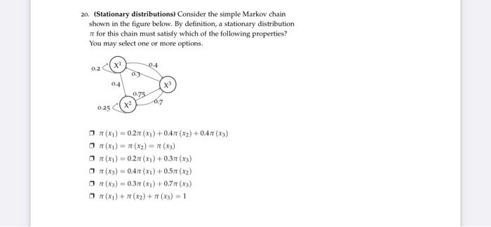 Solved 20. (Stationary distributions) Consider the simple | Chegg.com