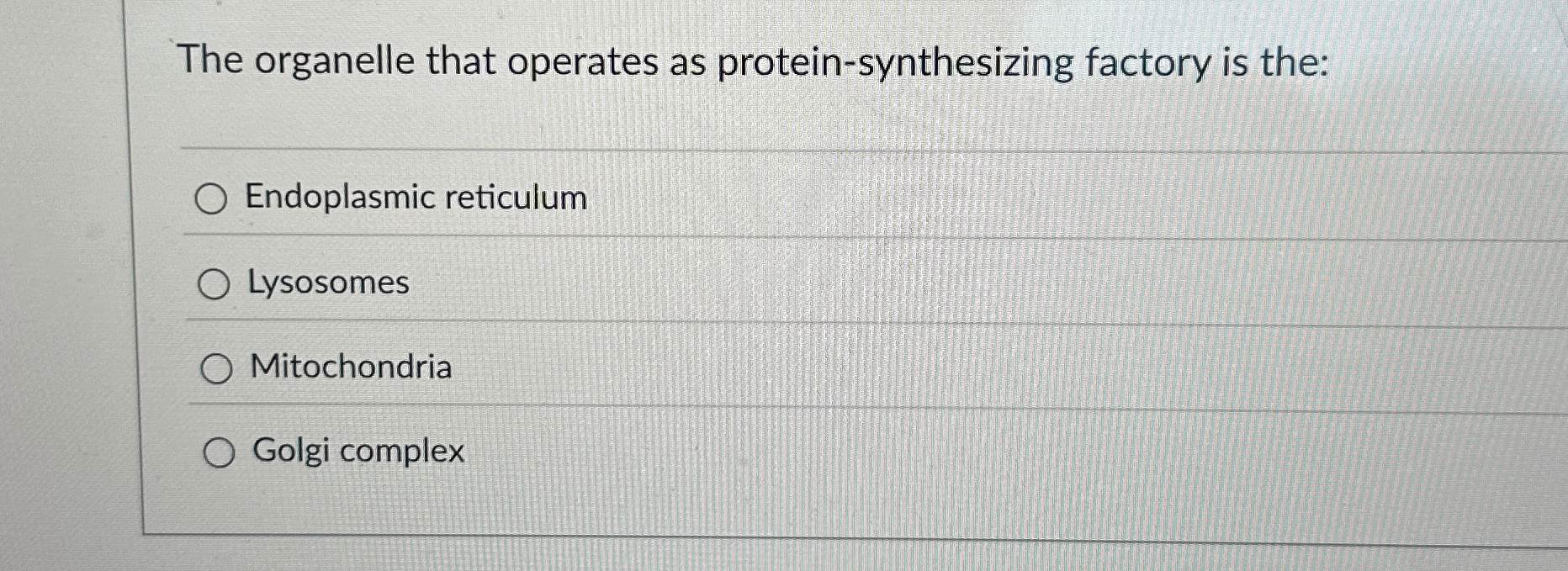 Solved The organelle that operates as protein-synthesizing | Chegg.com