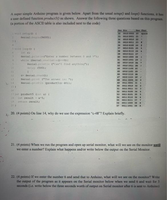 Solved A Super Simple Arduino Program Is Given Below Apart