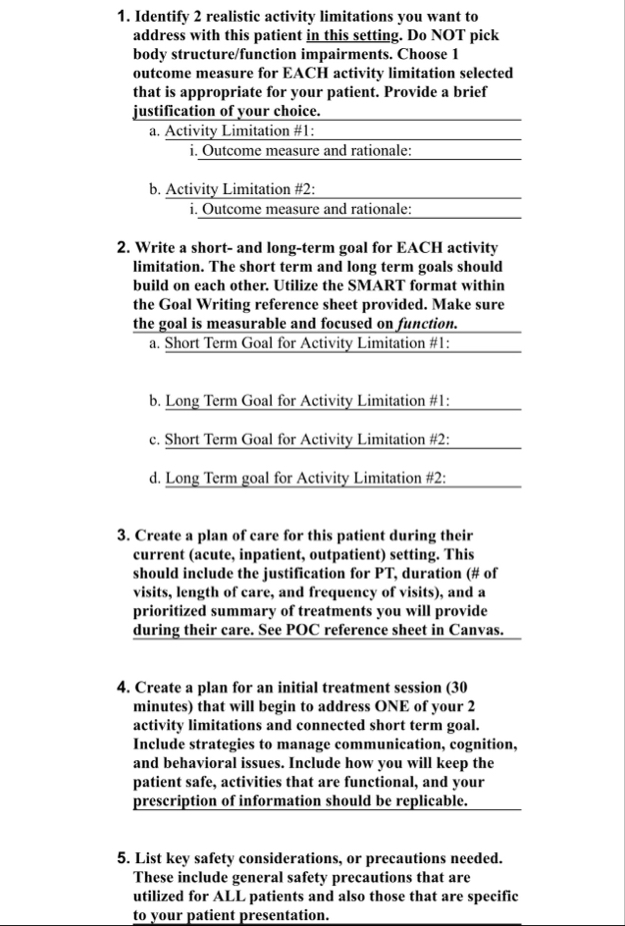 Solved Identify 2 ﻿realistic activity limitations you want | Chegg.com