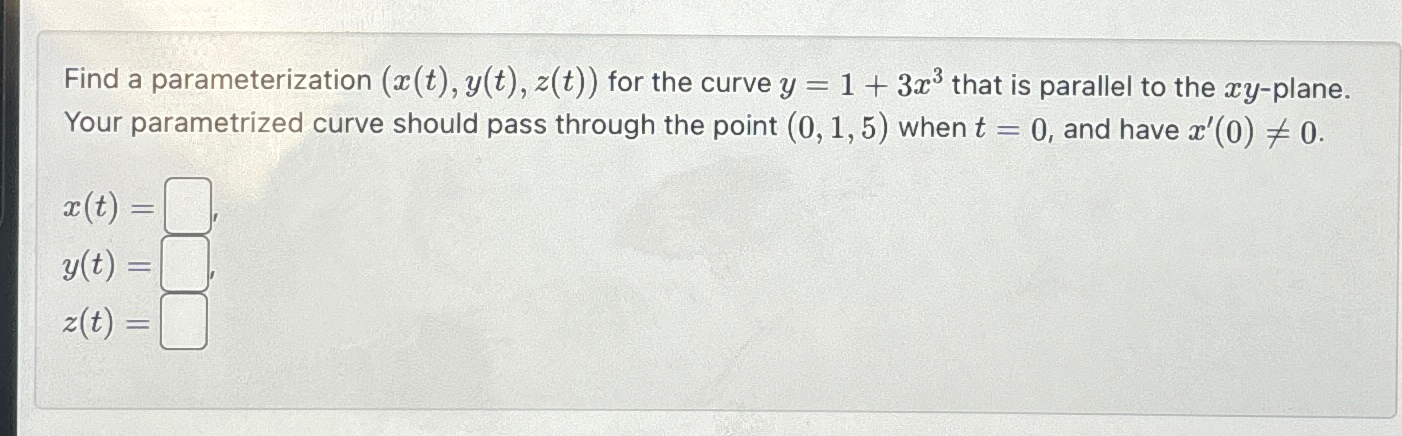 Solved Find a parameterization (x(t),y(t),z(t)) ﻿for the | Chegg.com