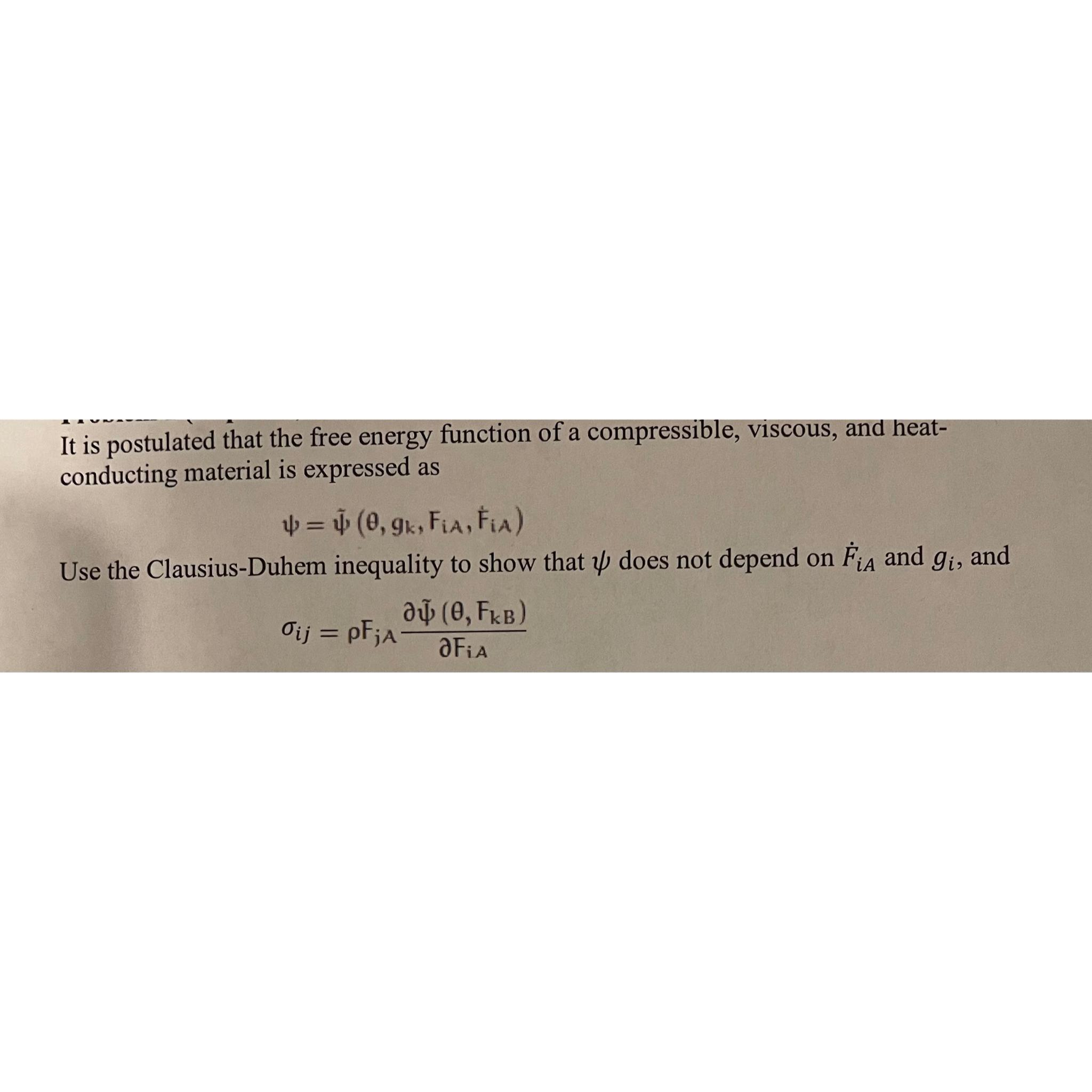 Solved It Is Postulated That The Free Energy Function Of A
