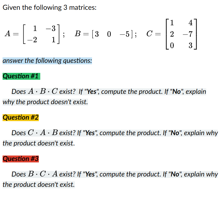 Solved Given the following 3 | Chegg.com