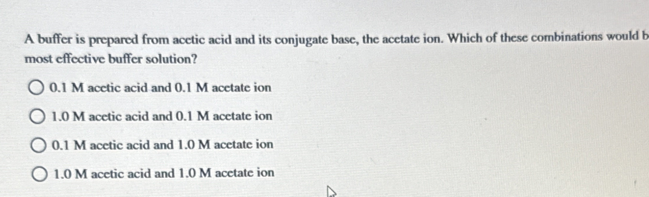 Solved A buffer is prepared from acetic acid and its | Chegg.com