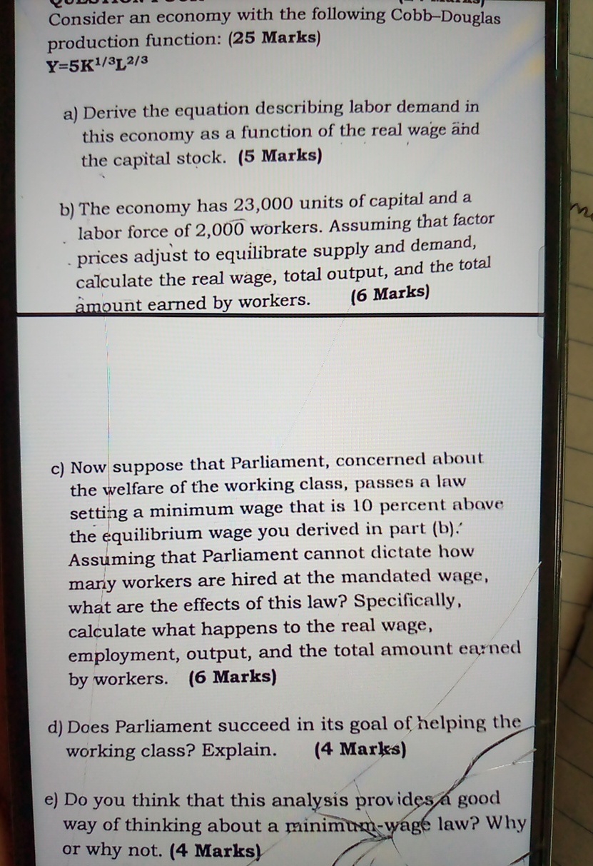 Solved Consider an economy with the following Cobb-Douglas | Chegg.com