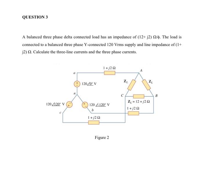 Solved A balanced three phase delta connected load has an | Chegg.com