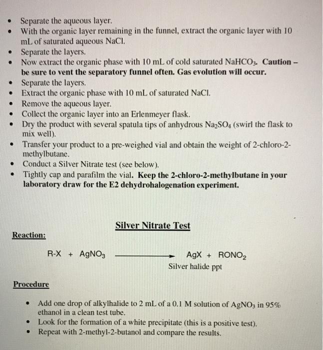 Solved Experiment 8: Synthesis of 2-chloro-2-methylbutane | Chegg.com