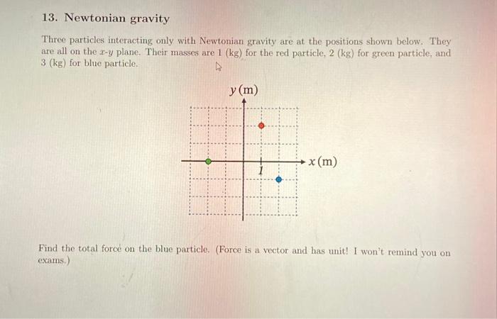 Solved 13. Newtonian gravity Three particles interacting | Chegg.com