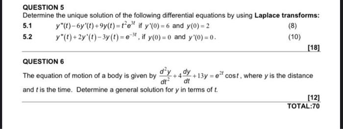 Solved (8) QUESTION 5 Determine the unique solution of the | Chegg.com