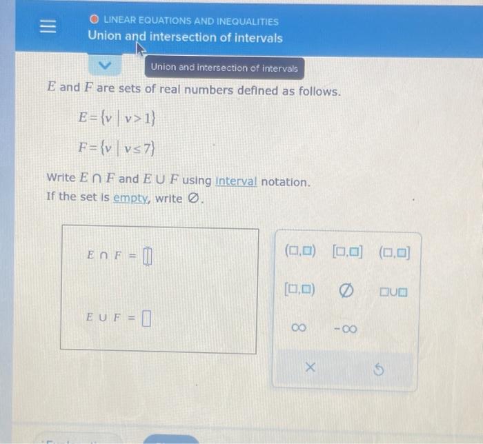 Solved O LINEAR EQUATIONS AND INEQUALITIES Union and | Chegg.com