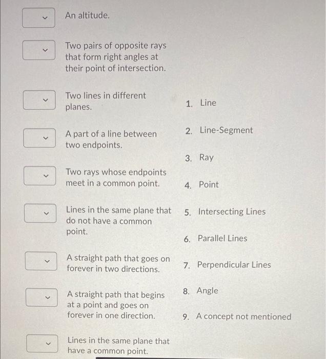 Solved An altitude. Two pairs of opposite rays that form | Chegg.com