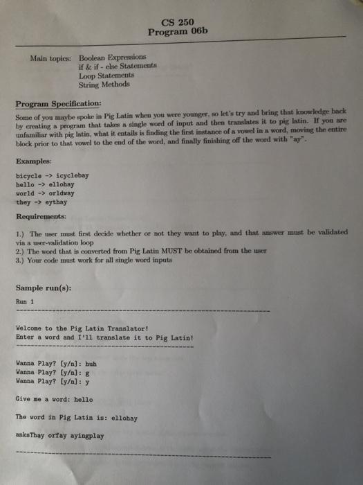 Solved Cs 250 Program 06b Main Topics Boolean Expressions 1614