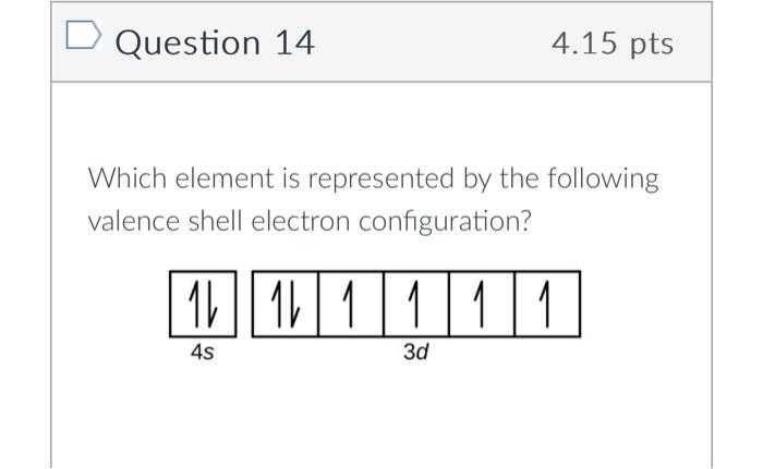 Solved Which element is represented by the following valence | Chegg.com