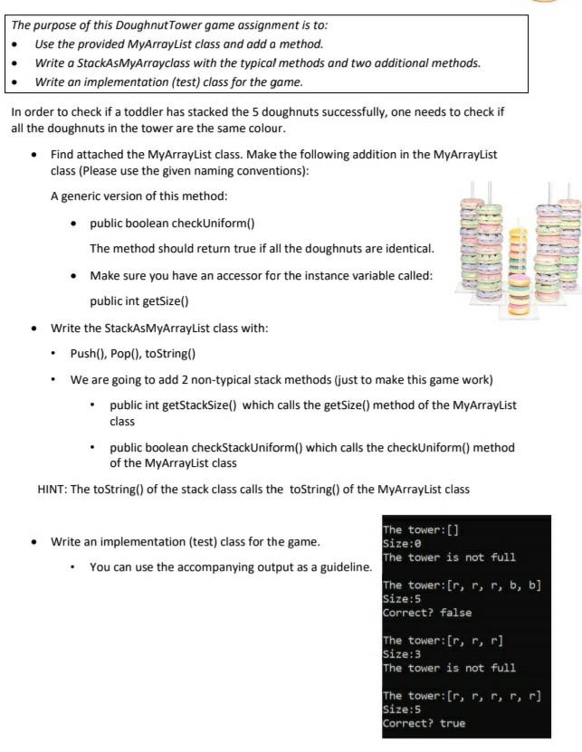 Solved You are going to write a DoughnutTower game for a | Chegg.com