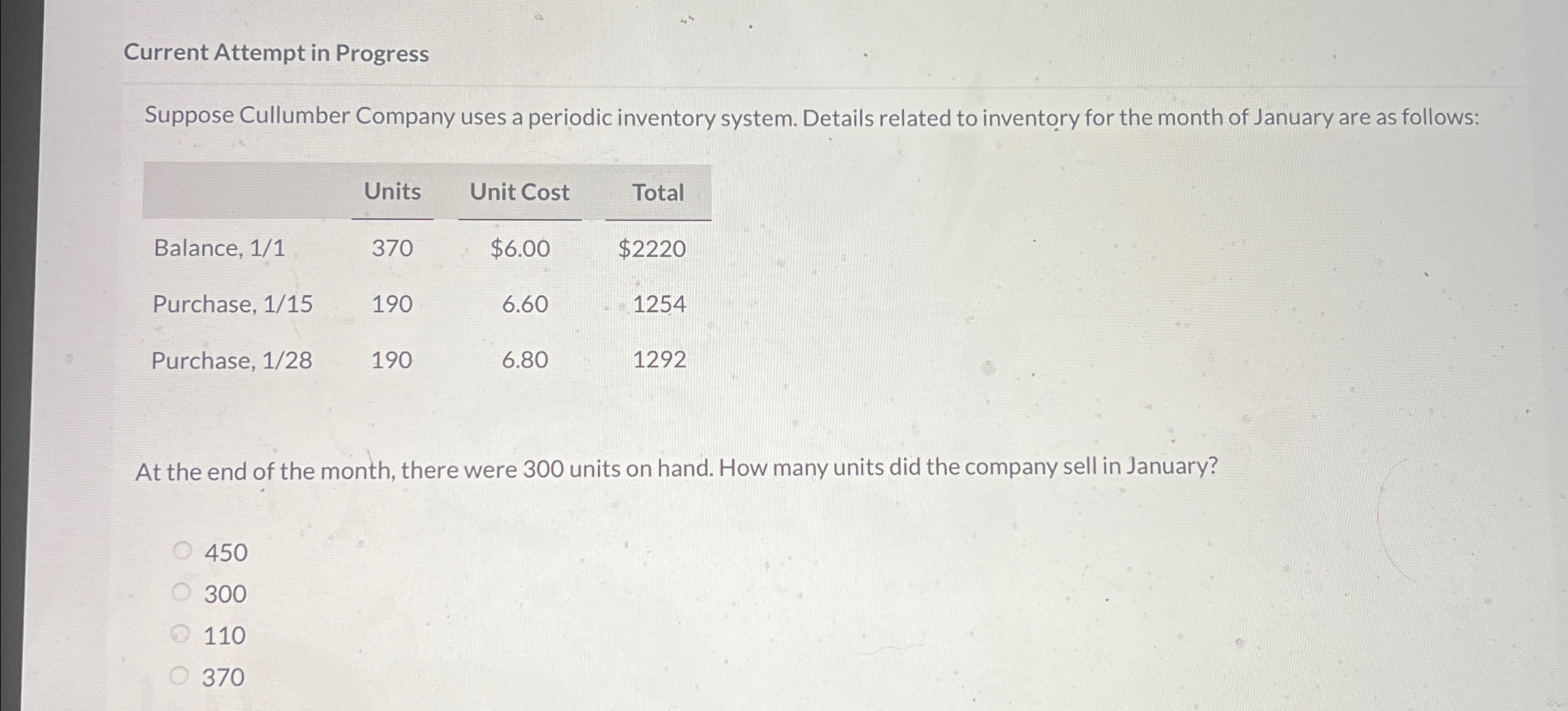 Solved Current Attempt in ProgressSuppose Cullumber Company | Chegg.com