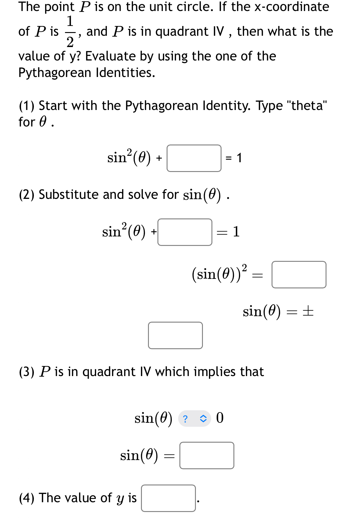 Solved The point P ﻿is on the unit circle. If the | Chegg.com
