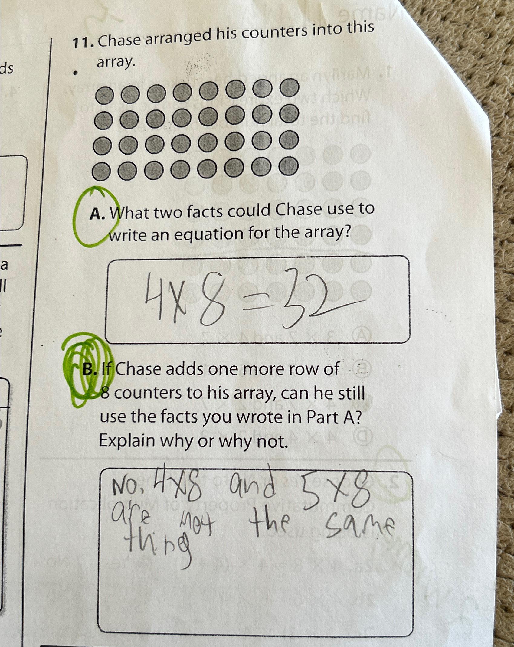 Solved Chase arranged his counters into thisA. ﻿What two | Chegg.com