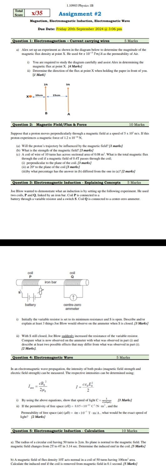 Solved Due Date: Friday 20th September 2024 (a) 3:06 | Chegg.com