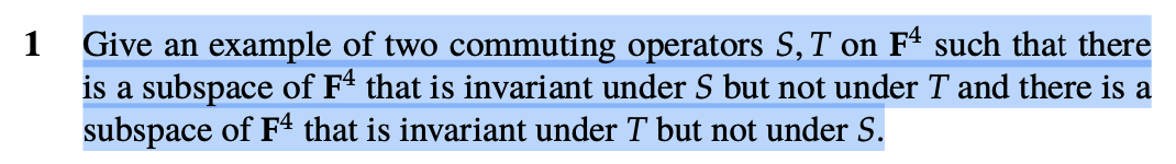 Solved 1 ﻿Give an example of two commuting operators S,T ﻿on | Chegg.com