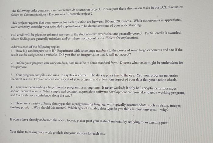 Solved The following tasks comprise a mini-research \& | Chegg.com