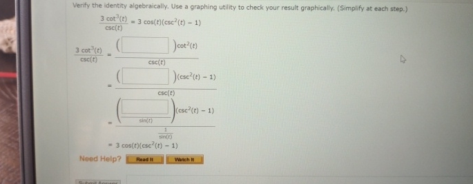 Solved Verify the identity algebraically. Use a graphing | Chegg.com