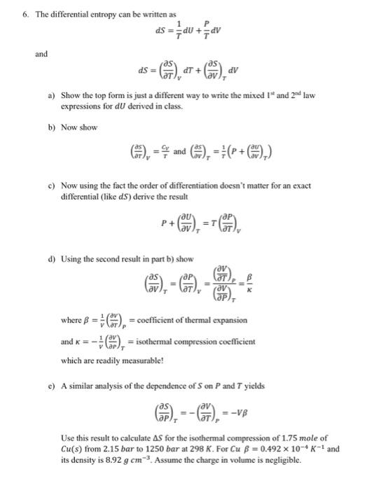 Solved 6. The differential entropy can be written as | Chegg.com