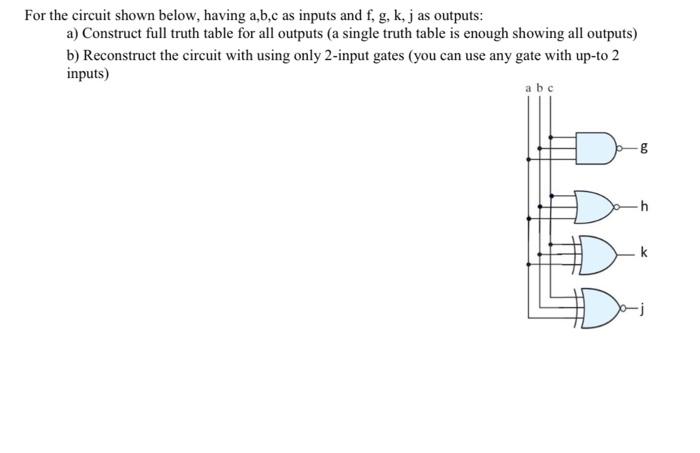 Solved For the circuit shown below, having a,b,c as inputs | Chegg.com