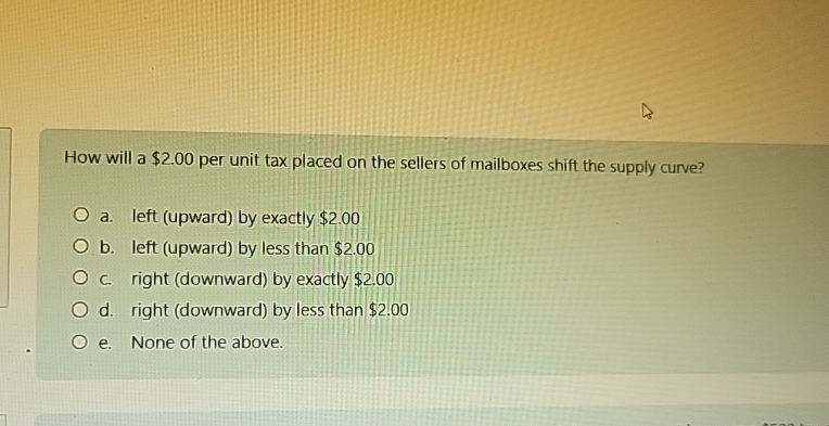 Solved How will a $2.00 ﻿per unit tax placed on the sellers | Chegg.com
