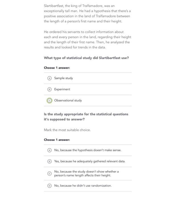 Solved Slartibartfast, the king of Tralfamadore, was an | Chegg.com