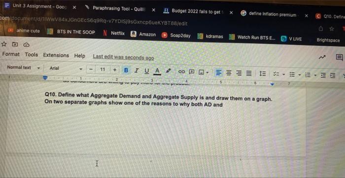 Q10. Define what Aggregate Desand and Aggregate | Chegg.com