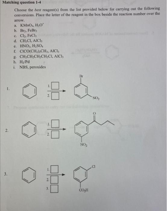 Solved Choose the best reagent(s) from the list provided | Chegg.com