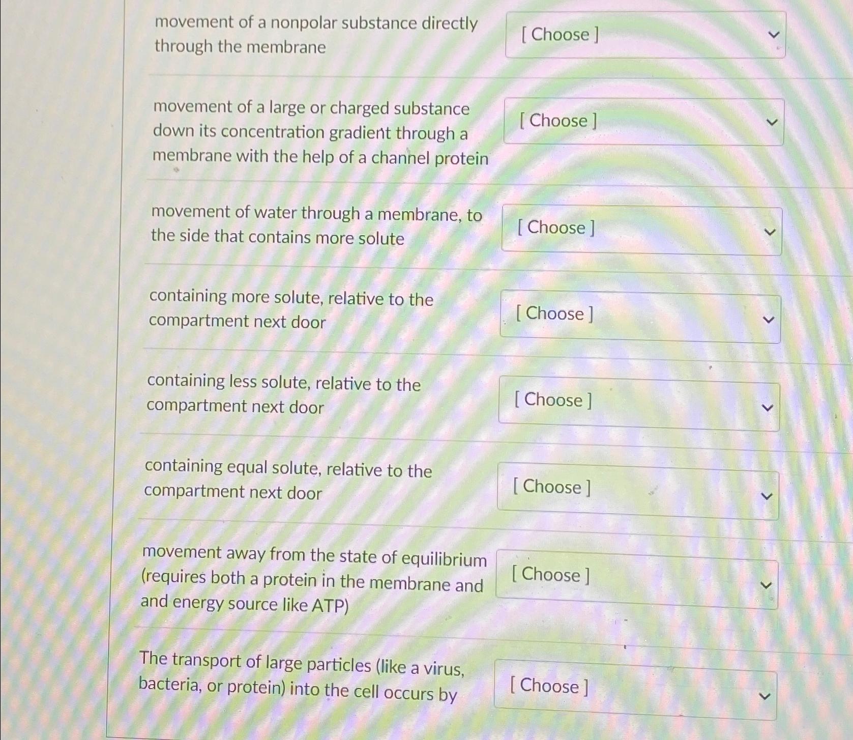 Solved movement of a nonpolar substance directly through the | Chegg.com