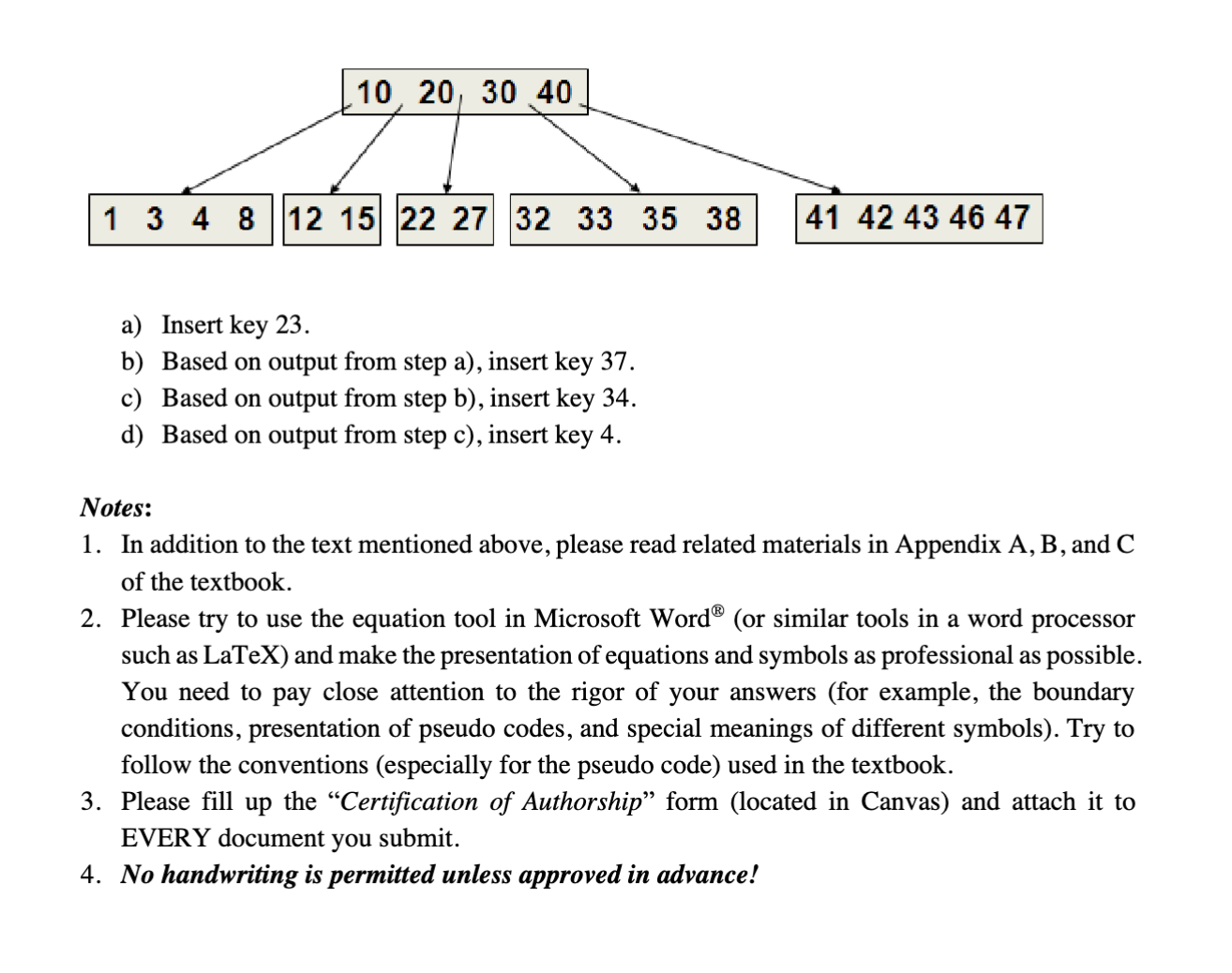 Solved Follow the B-TREE-INSERT procedure described in | Chegg.com