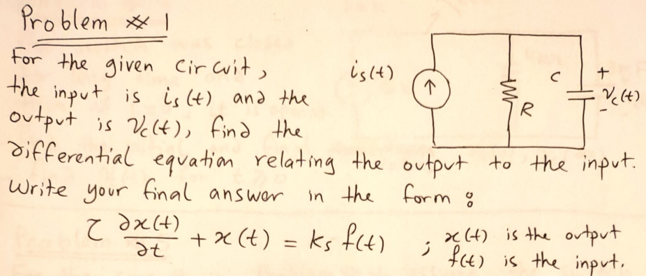 Solved Problem * 1For the given circuit,the input is is(t) | Chegg.com