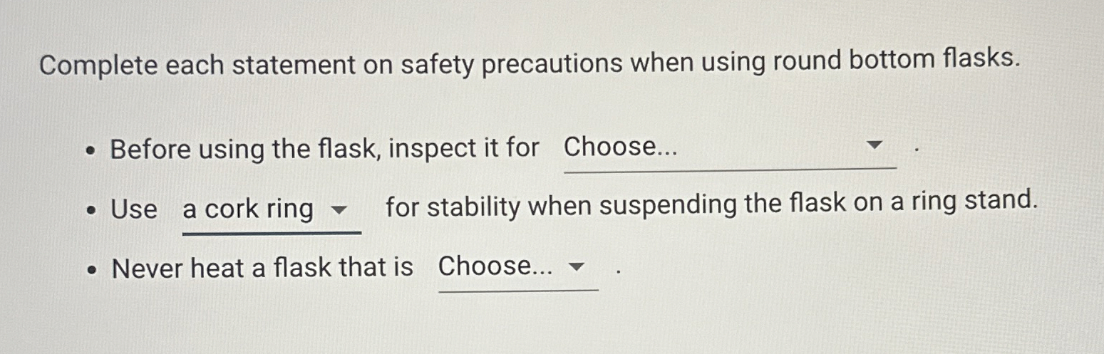 Complete each statement on safety precautions when | Chegg.com