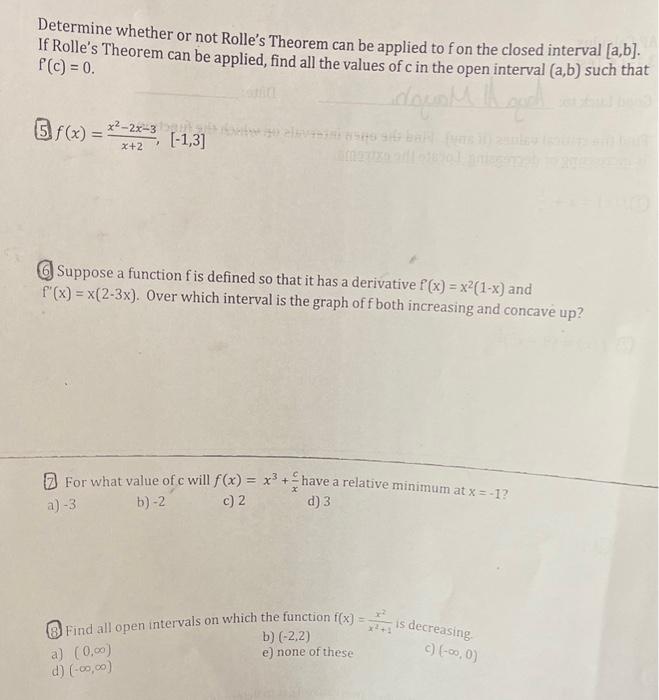 Solved Determine whether or not Rolle's Theorem can be | Chegg.com
