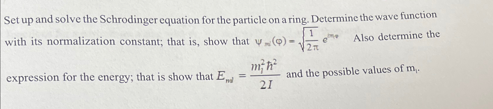 Solved Set up and solve the Schrodinger equation for the | Chegg.com
