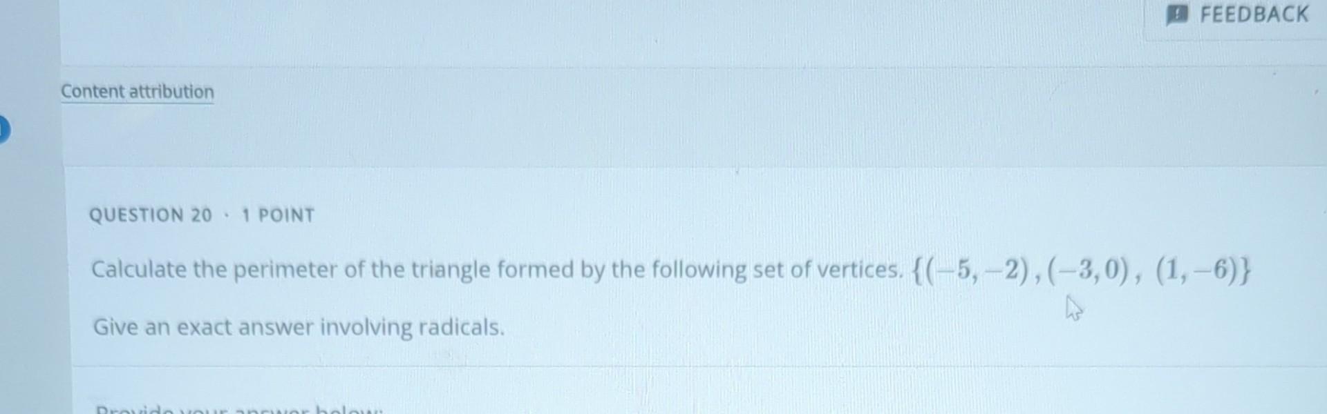 Solved Content attribution QUESTION 20 - I POINT Calculate | Chegg.com