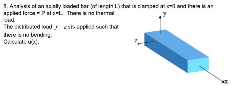 Solved 8. ﻿Analysis of an axially loaded bar (of length L ) | Chegg.com