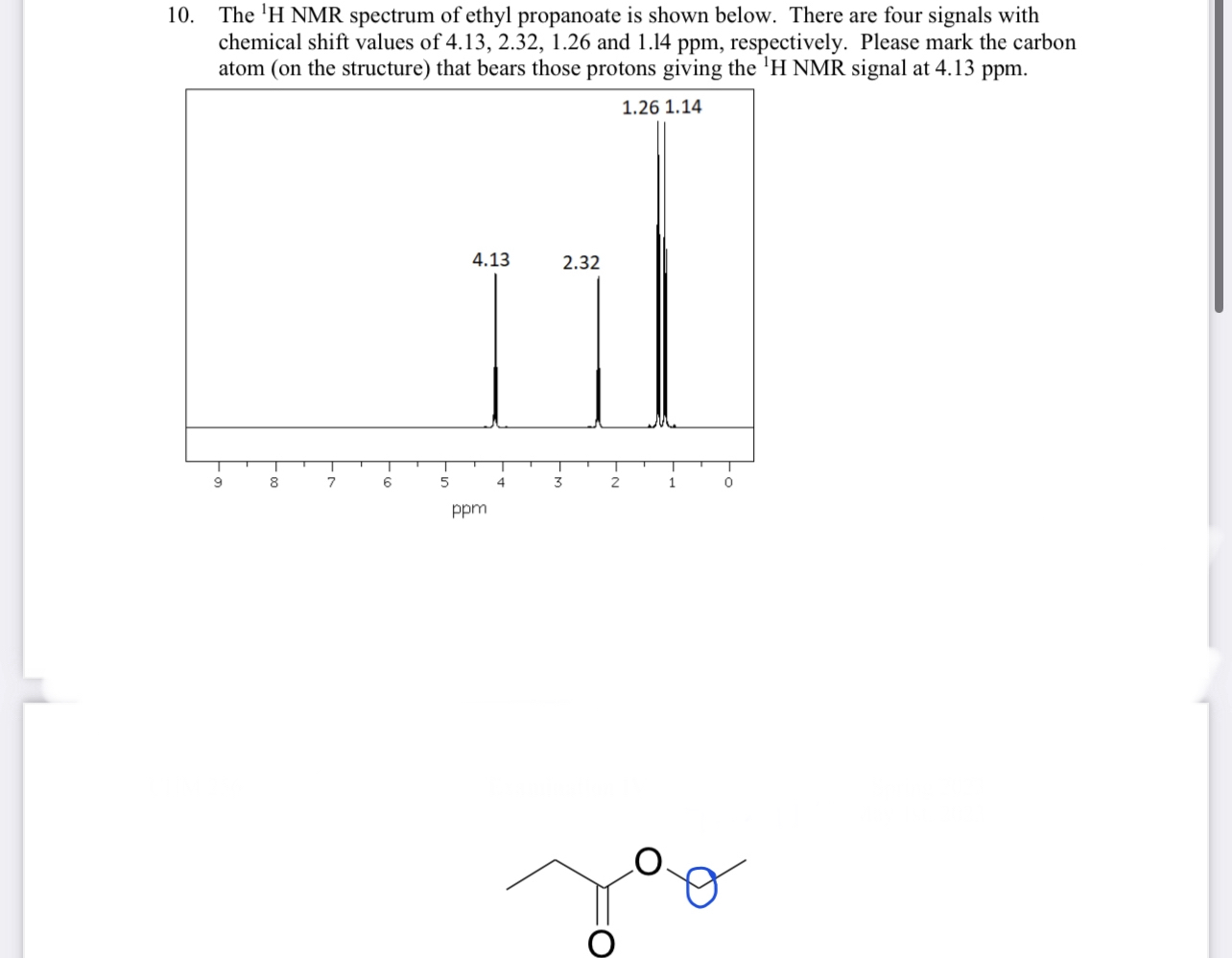 Solved The H ﻿NMR spectrum of ethyl propanoate is shown | Chegg.com