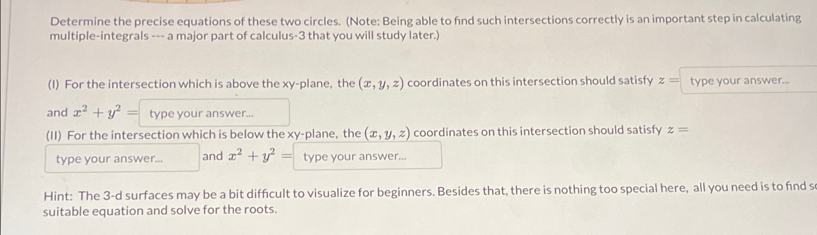 Solved Determine the precise equations of these two circles. | Chegg.com