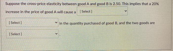 Solved Suppose the cross-price elasticity between good A and | Chegg.com