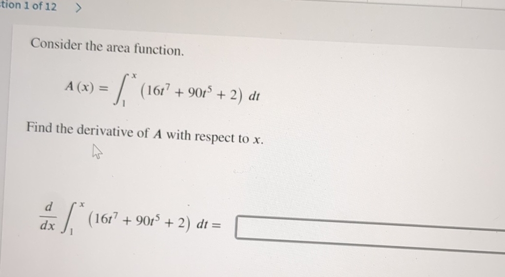 Solved tion 1 of 12Consider the area | Chegg.com Solved tion 1 of 12Consider the area | Chegg.com