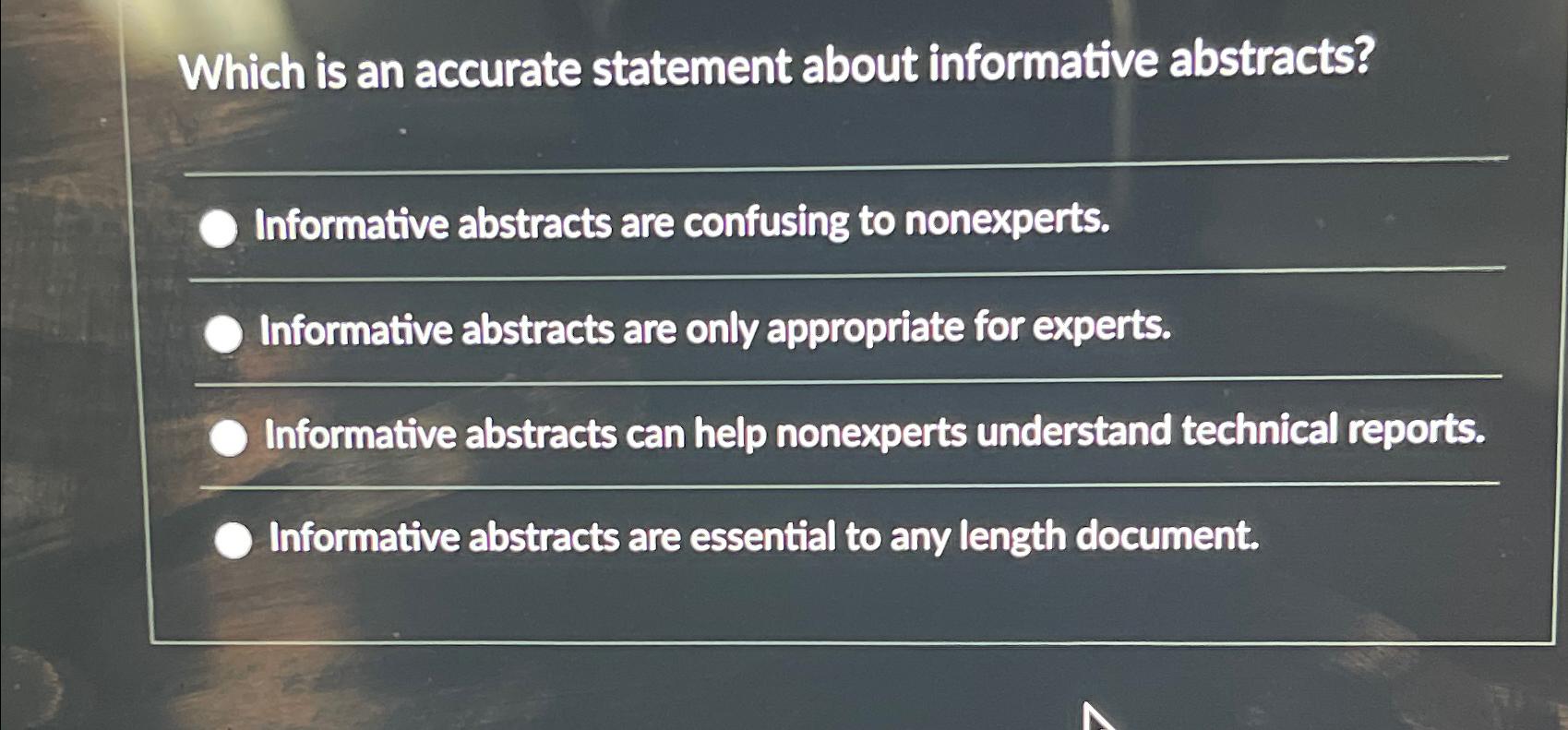 Solved Which is an accurate statement about informative | Chegg.com