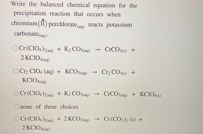 Solved Write the balanced chemical equation for the | Chegg.com
