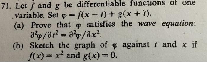 Solved 71. Let f and g be differentiable functions of one | Chegg.com