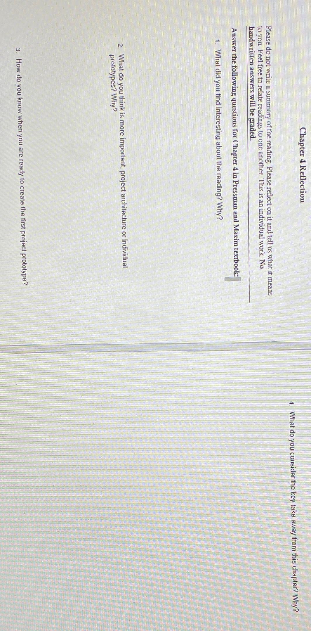 Solved Chapter 4 ﻿ReflectionPlease do not write a summary of | Chegg.com