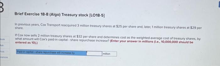 Solved Brief Exercise 18-5 (Algo) Retirement of shares | Chegg.com
