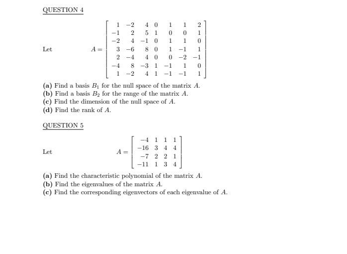 Solved QUESTION 1 For the given matrices A, B.C and D below, | Chegg.com
